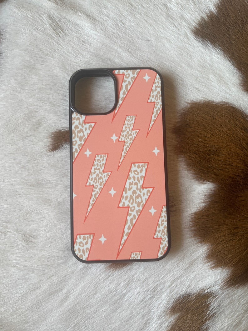 Cheetah Lightning Bolt Phone Case for iPhone 11-17 Western Animal Print ...
