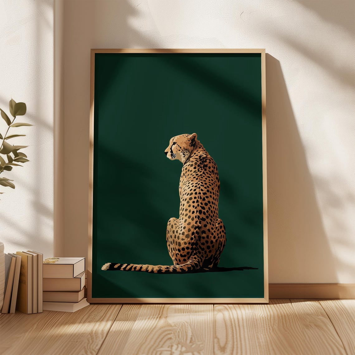 Cheetah Modern Animal Minimal Wildlife Green Contemporary Porch Display ...