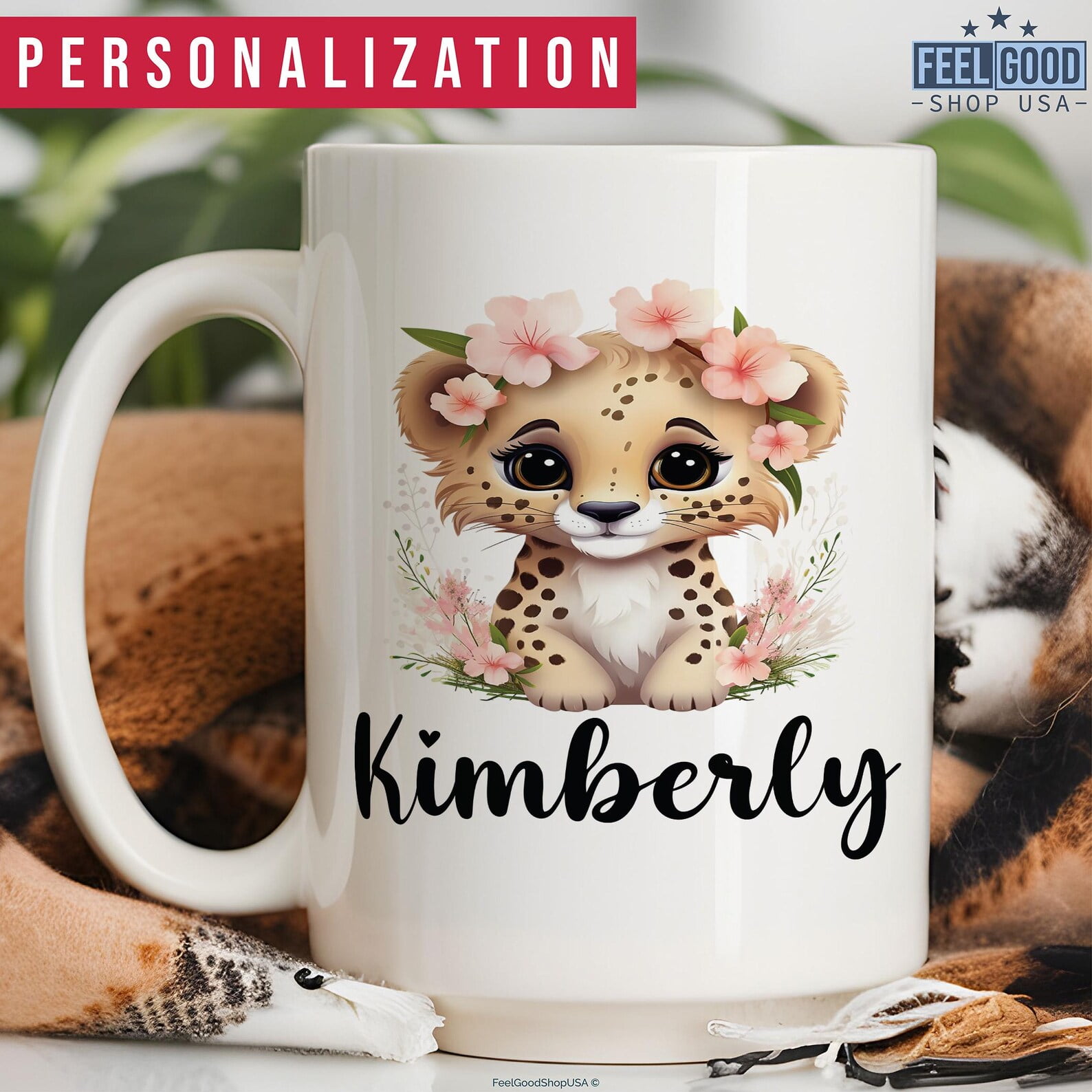Cheetah Mug Personalized Cheetah Gift, Custom Cheetah Cup With Name ...
