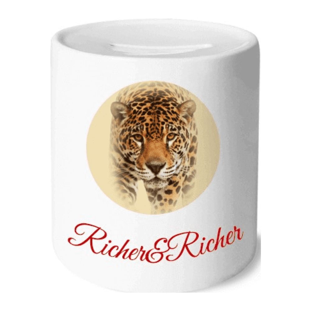 Cheetah Near Fierce Face Art Deco Fashion Rich and Rich Bank Saving Box ...