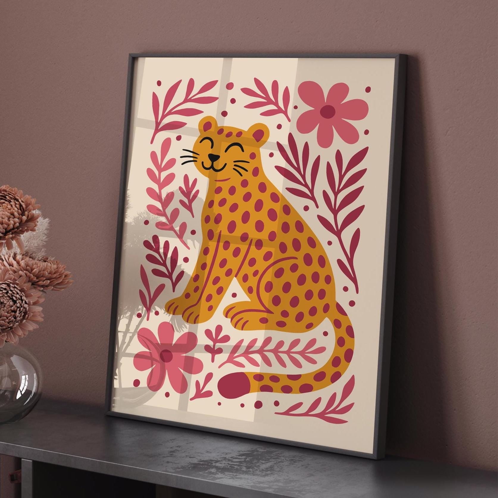 Cheetah Nursery Print: Boho Jungle Animal Art UNFRAMED Poster, Wall Art ...