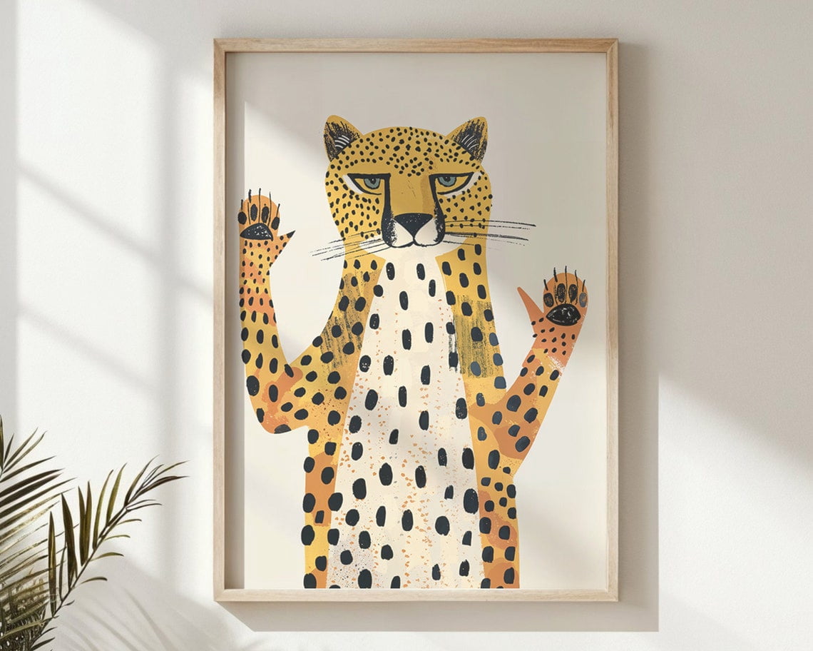 Cheetah Nursery Wall Art, Kids Safari Animal Poster, Printable Jungle ...