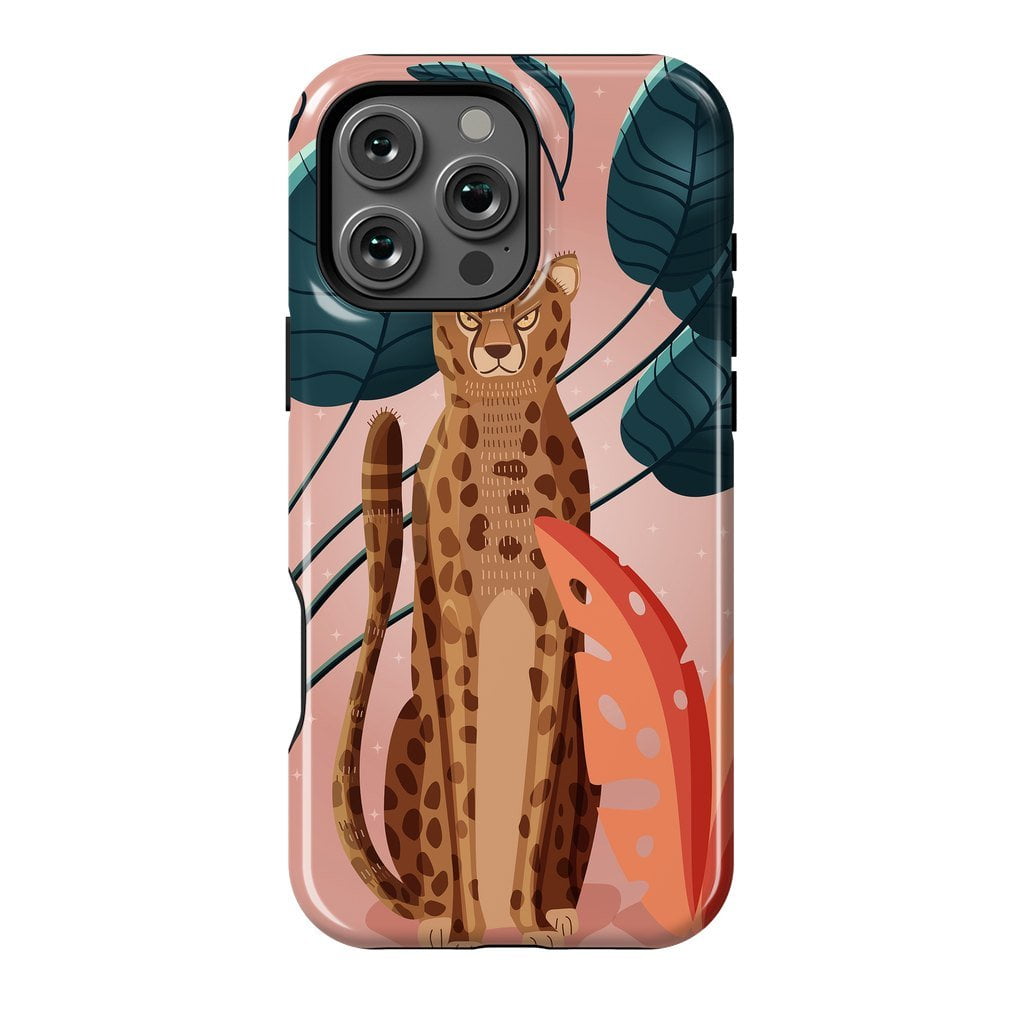 Cheetah Palm Leaves Tropical Art Phone Case for iPhone 17 16 15 14 13 ...