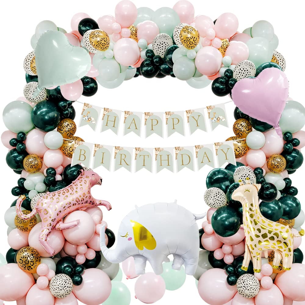 Cheetah Party Decorations, 76PCS Pink Safari Jungle Animal Party ...