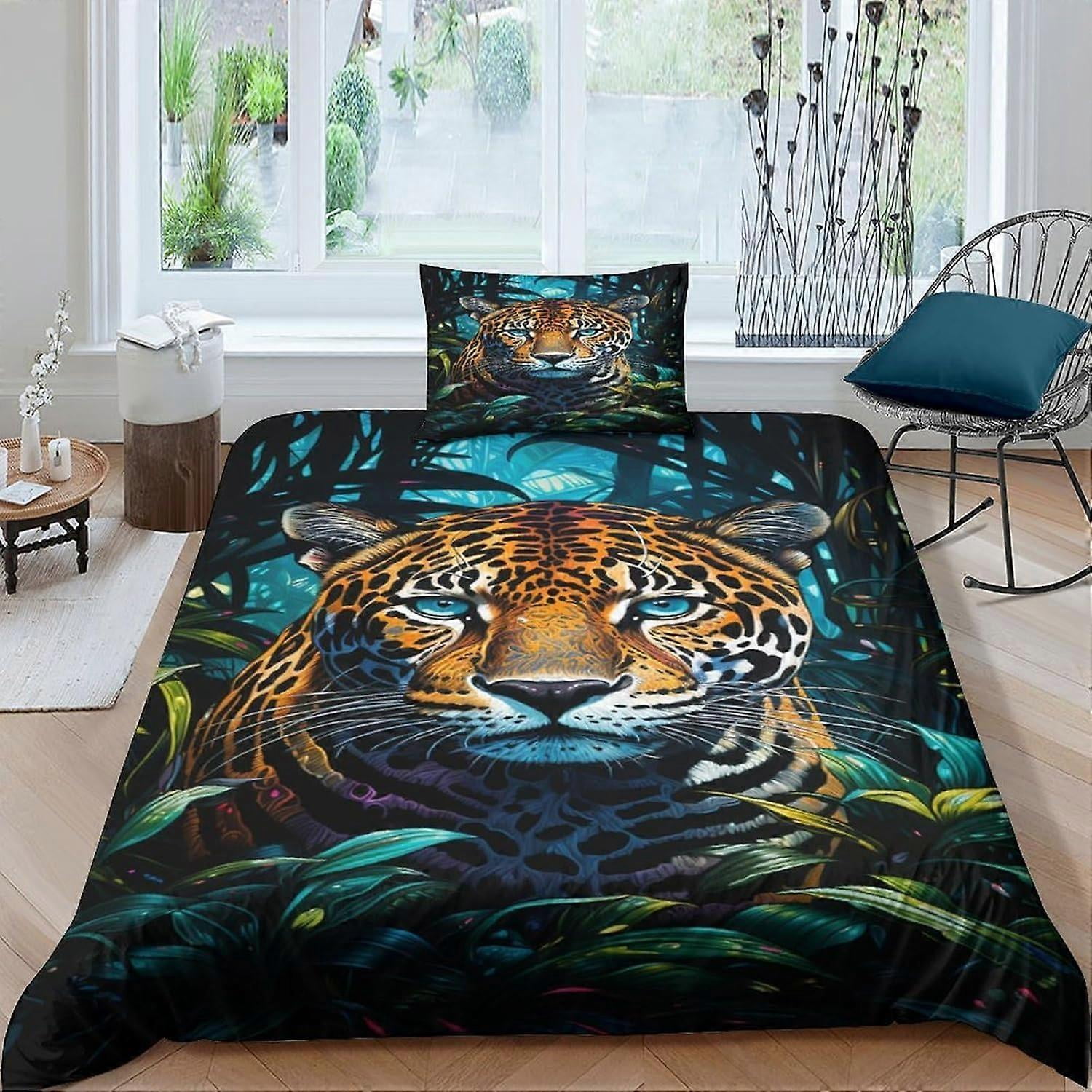 Cheetah Pattern 3D Print Bedding Set Duvet Cover for Kids Boys Girls ...
