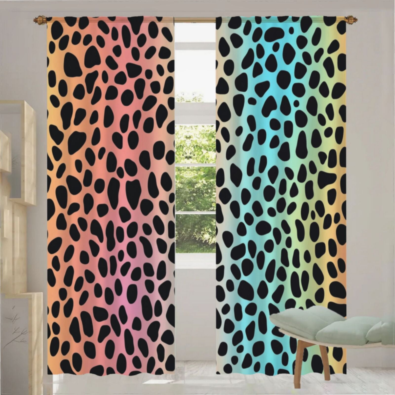 Cheetah Pattern Curtains for Living Room Bedroom Decor Transparent ...