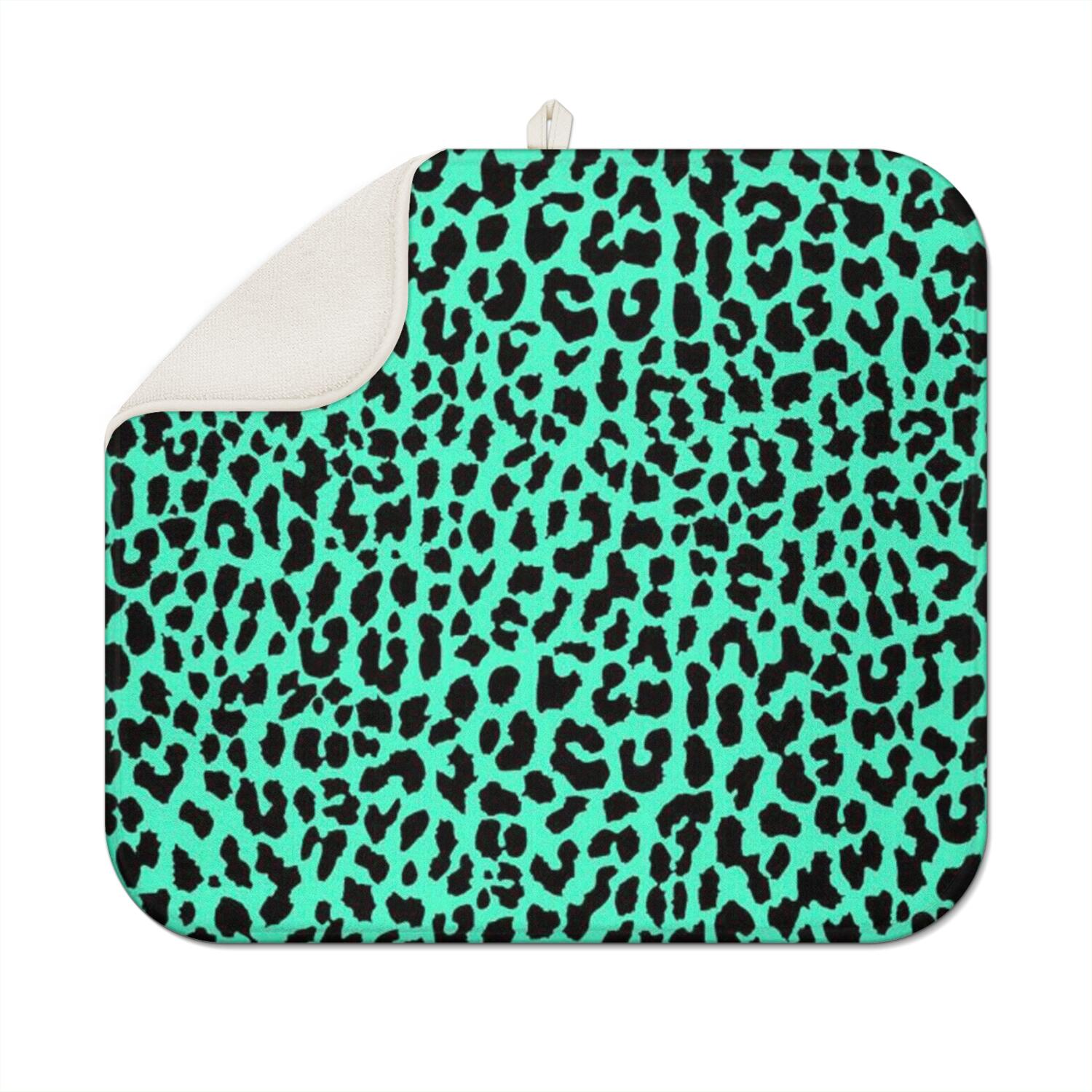 Cheetah Pattern Dish Drying Mat – Abstract Leopard Spots Print, Modern ...