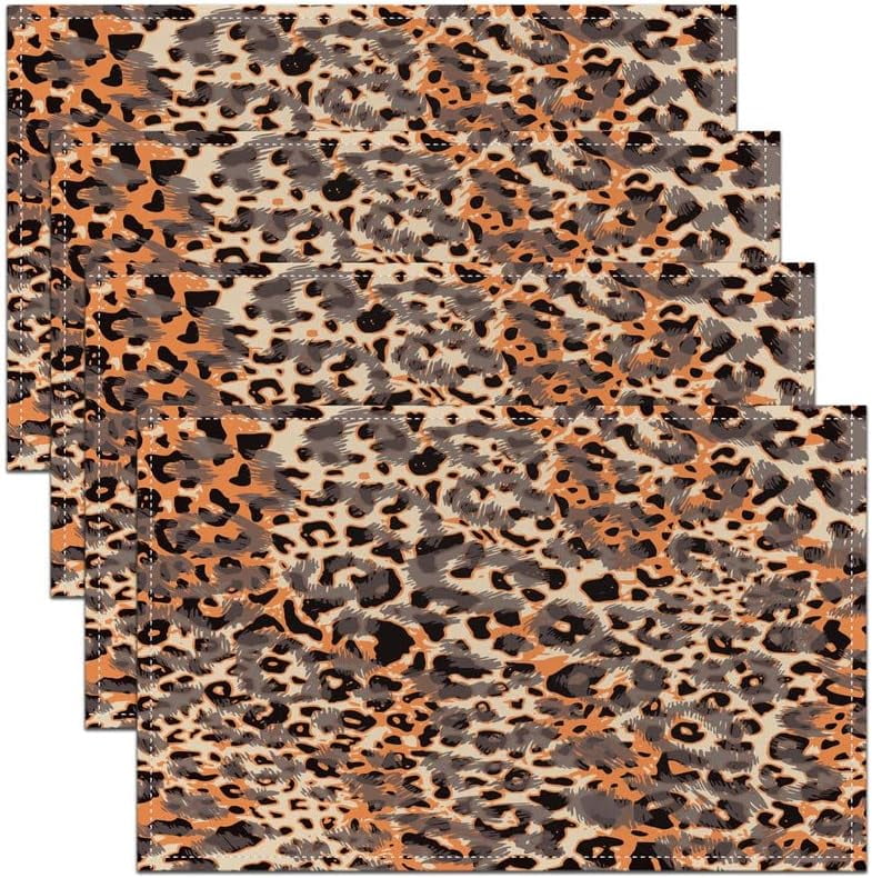 Cheetah Pattern Kitchen Party Decor Table Mats Leopard Print Table ...