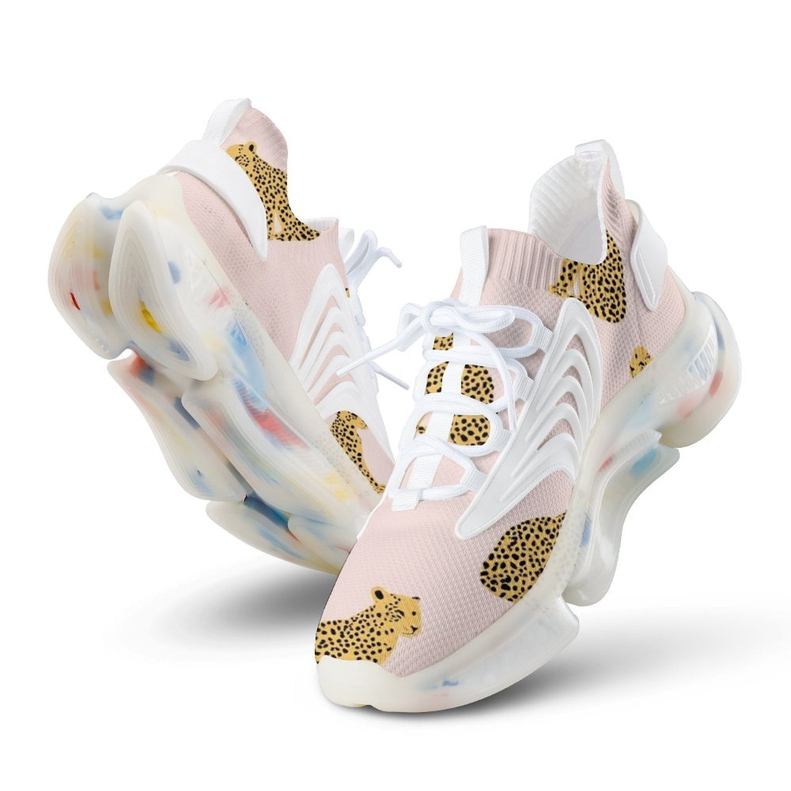 Cheetah Pattern Pink Background Repeat Walking Shoes for Men Woman ...