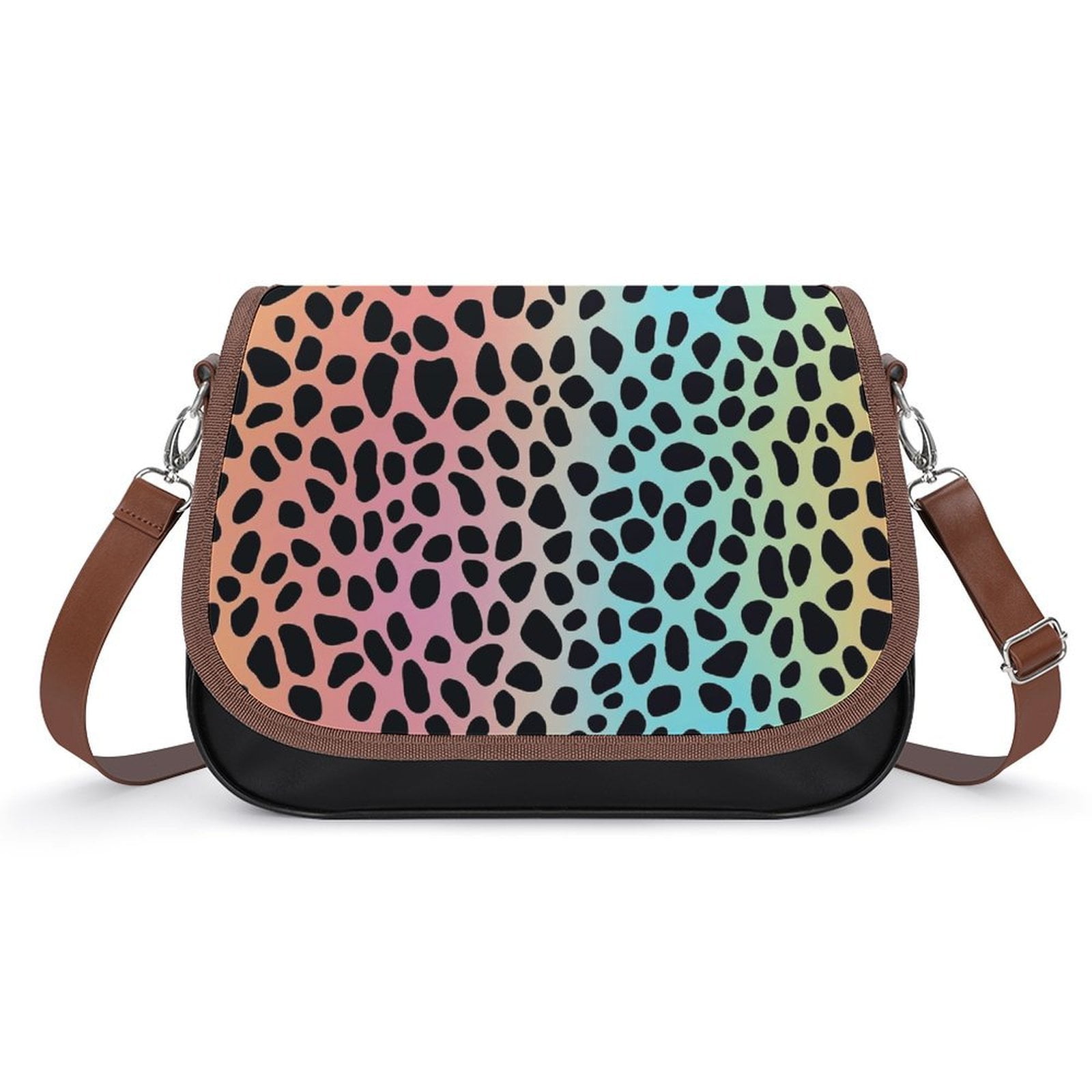 Cheetah Pattern Vintage Crossbody Bag For Women Medium Leather Hobo ...