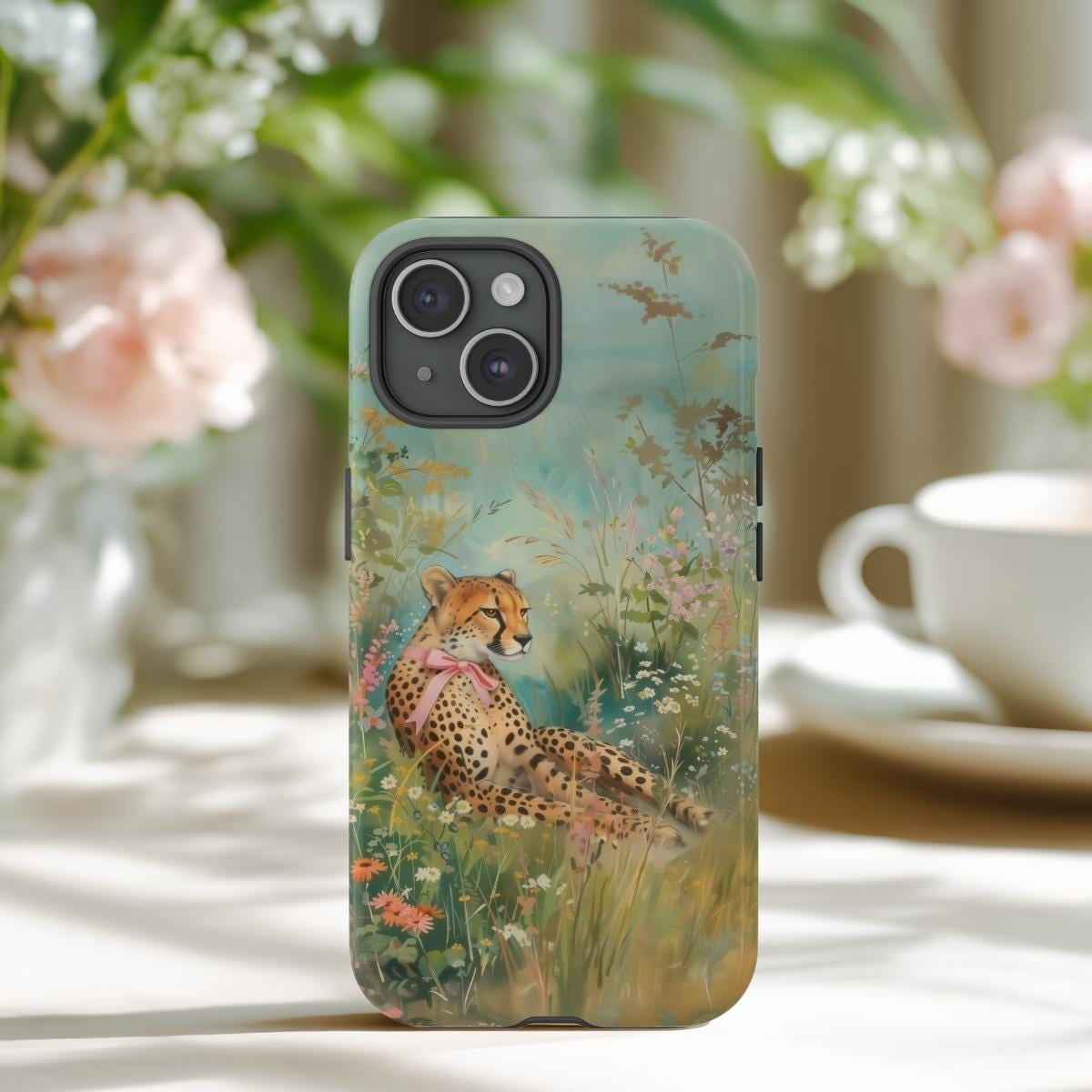 Cheetah Pink Bow Meadow Phone Case Elegant Preppy Style for iPhone 17 ...