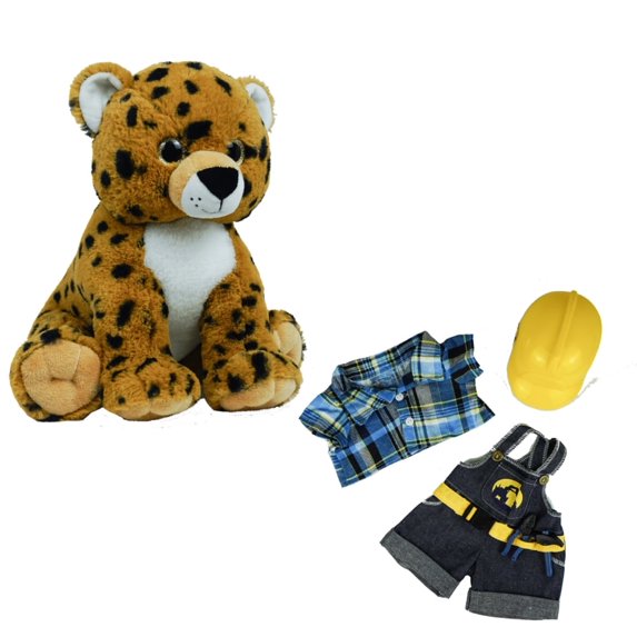 Cheetah Plush 16 Inch with Construction Worker Toy & Hard Hat - Eco ...