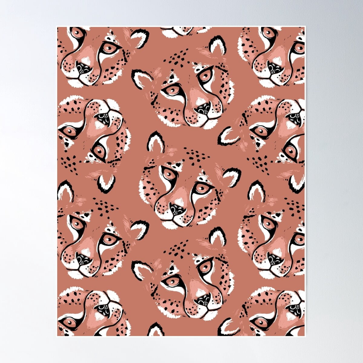 Cheetah Portrait Pattern - Neutral Brown Poster Wall Art, Modern Wall ...