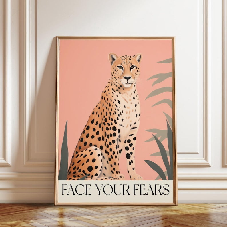 Cheetah Positive Affirmation Peach Animal Wall Art Print, Unframed ...