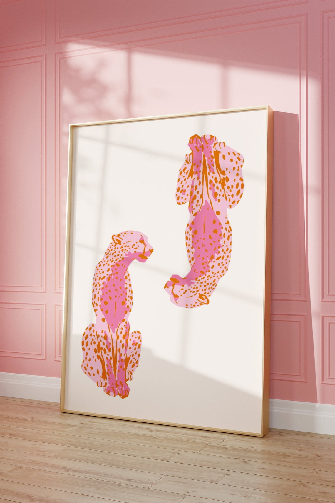 Cheetah Poster, Trendy Preppy Animal Poster, Funky Eclectic Orange Pink ...