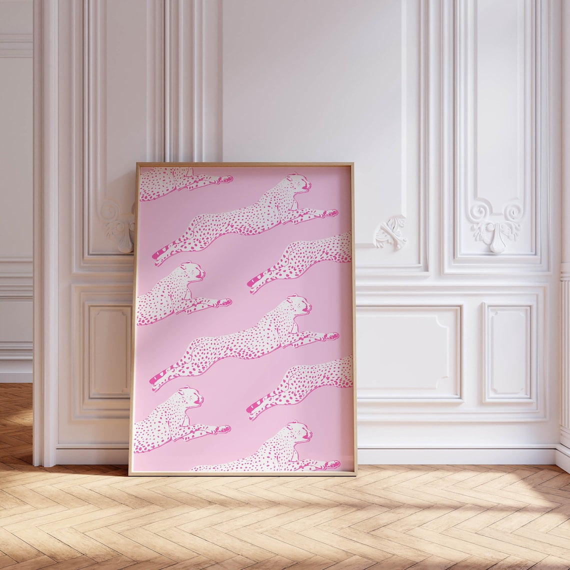 Cheetah Print Animal Decor Preppy Wall Art Pink Leopard Print Teen Room ...