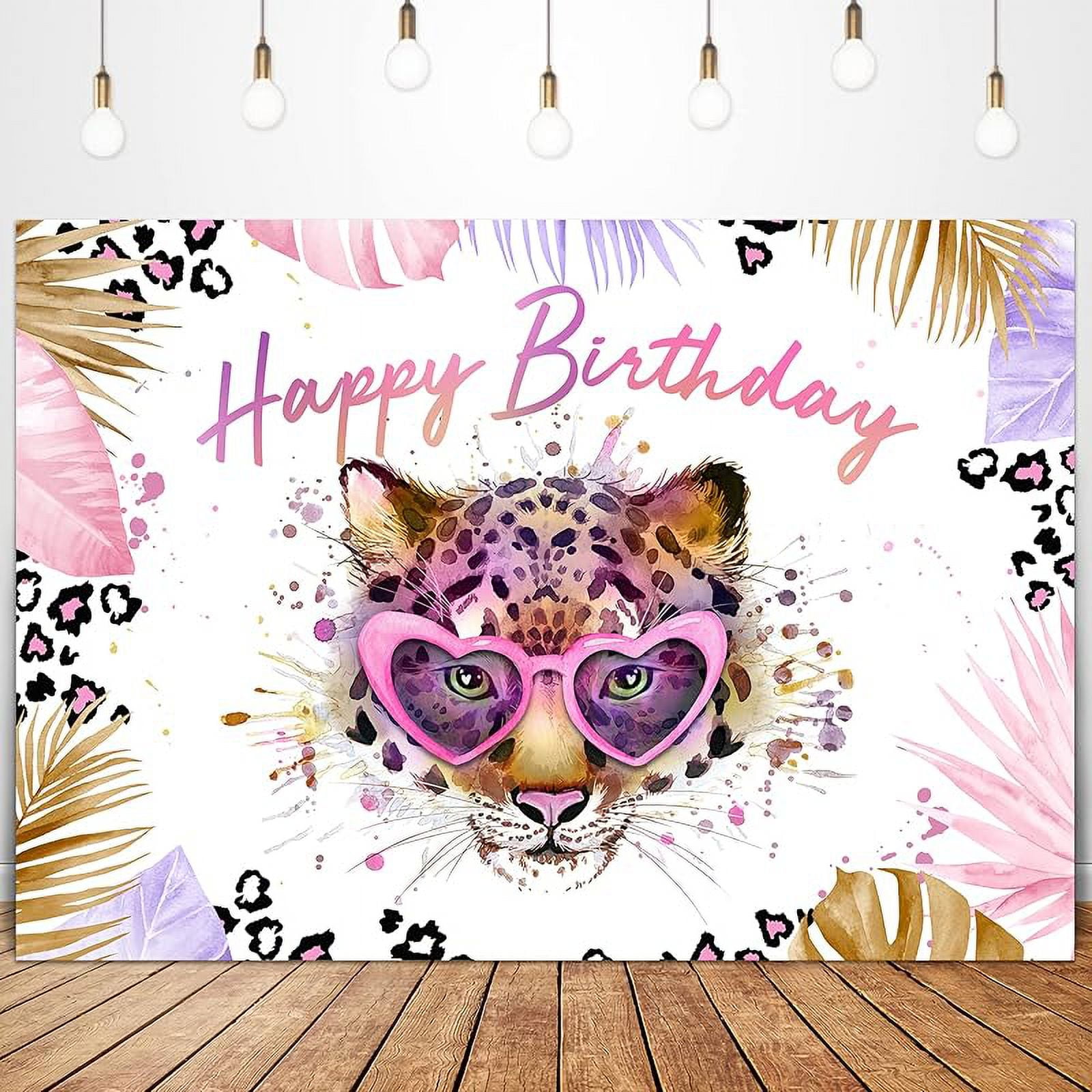 Cheetah Print Backdrop Banner Pink Leopard Wild Animal Jungle Palm ...