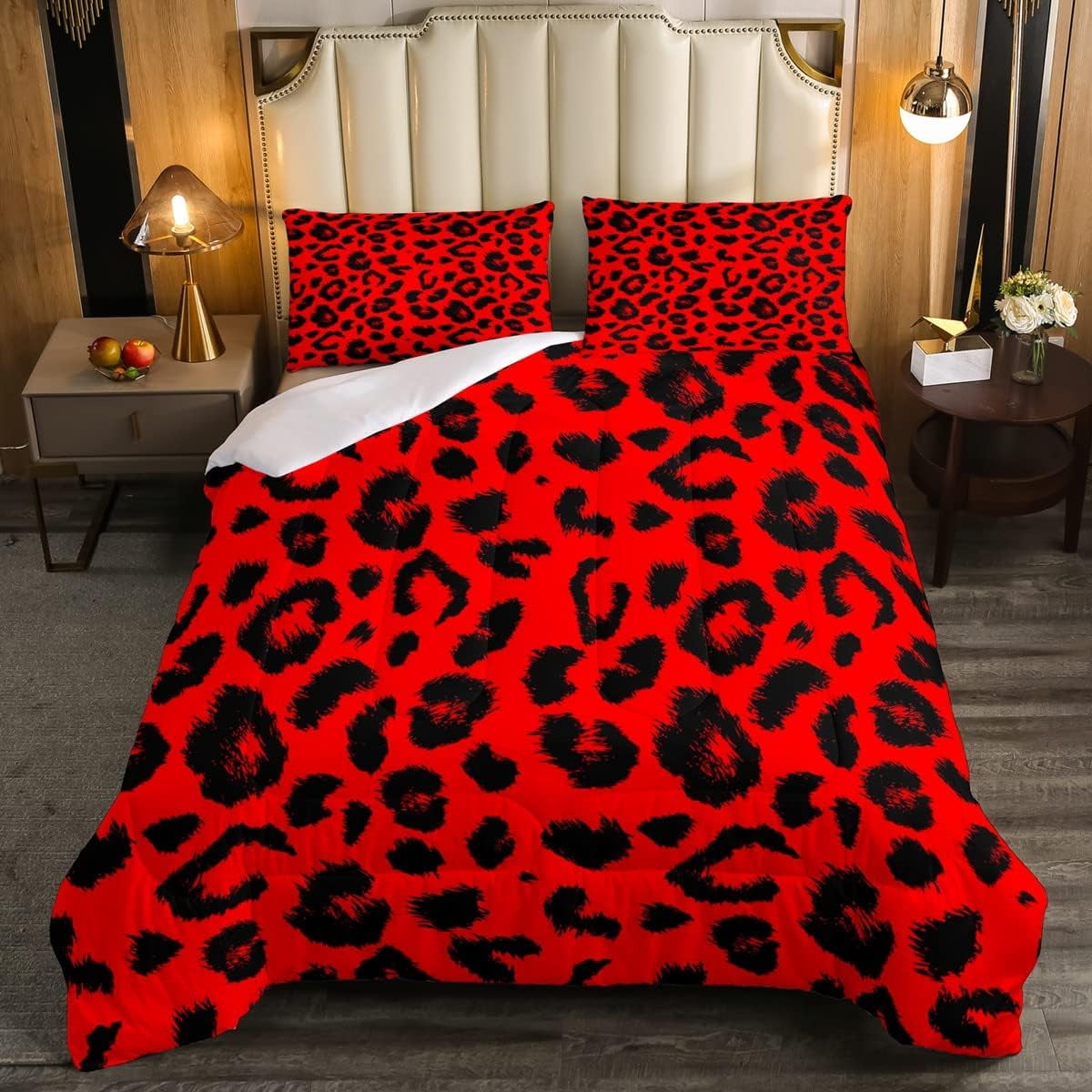 Cheetah Print Comforter Set Full,Red and Black Leopard Down Comforter ...