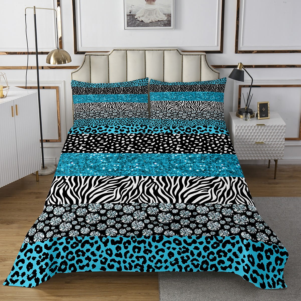 Cheetah Print Coverlet Set Twin Size, Cheetah Zebra Animal Patchwork ...