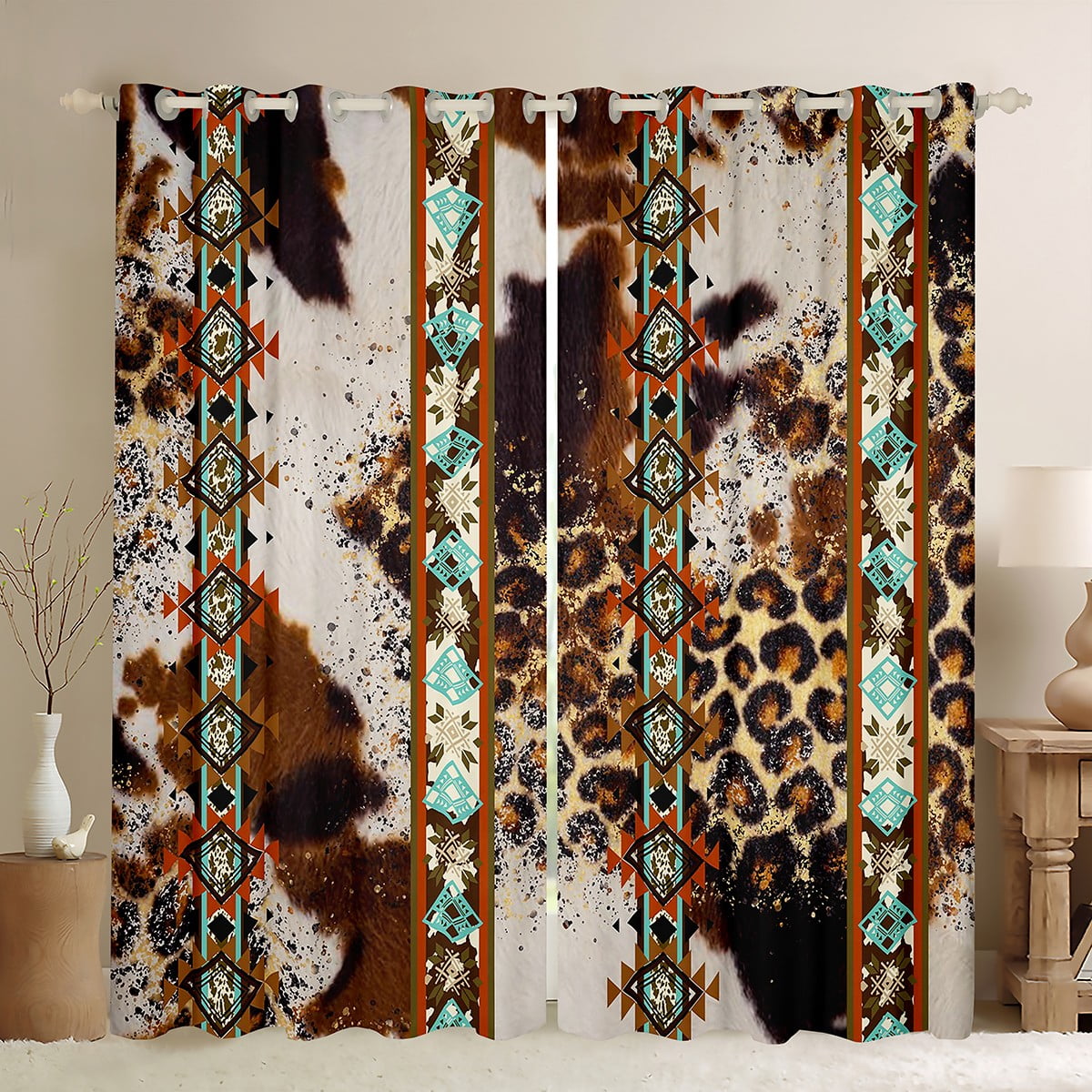 Cheetah Print Curtains & Drapes western Curtains,Brown Cow Print ...
