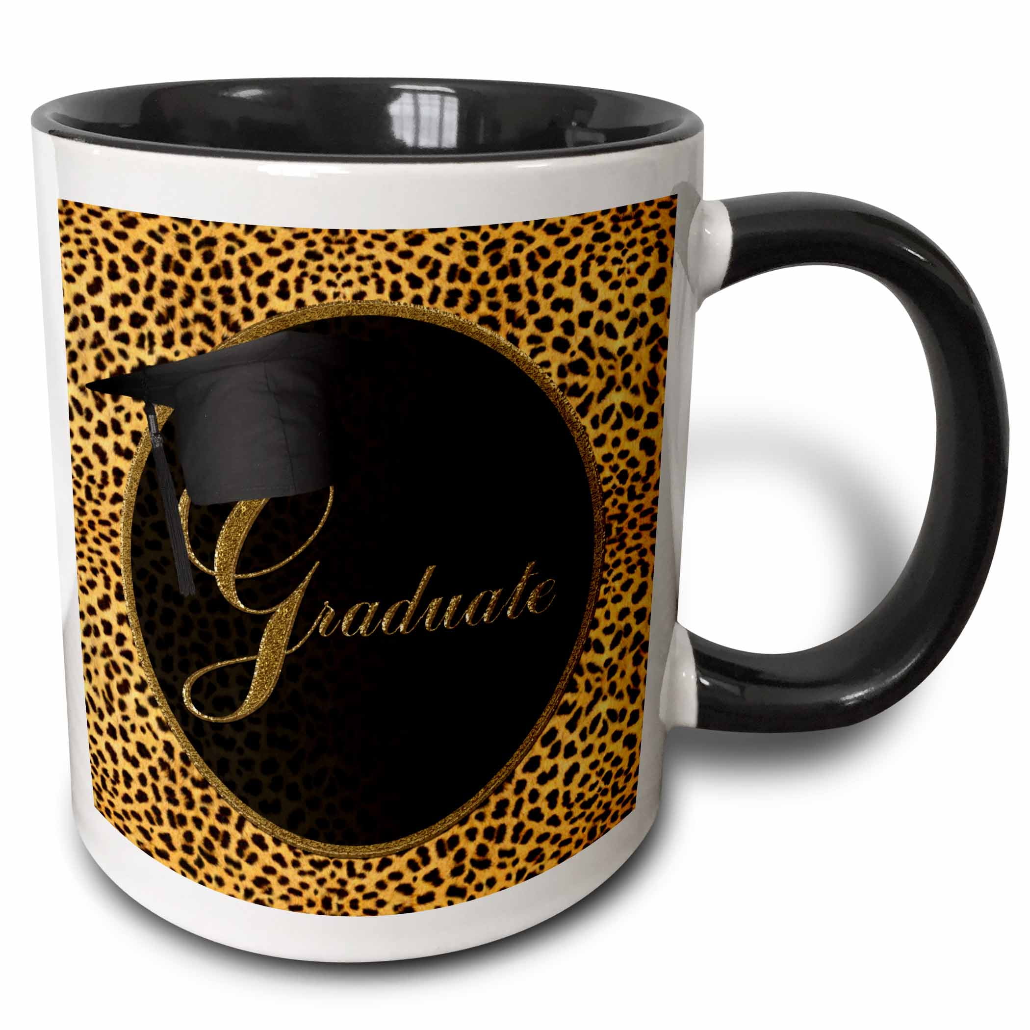 Cheetah Print Graduation Cap with Gold Bling for the Graduate. 11oz Two ...