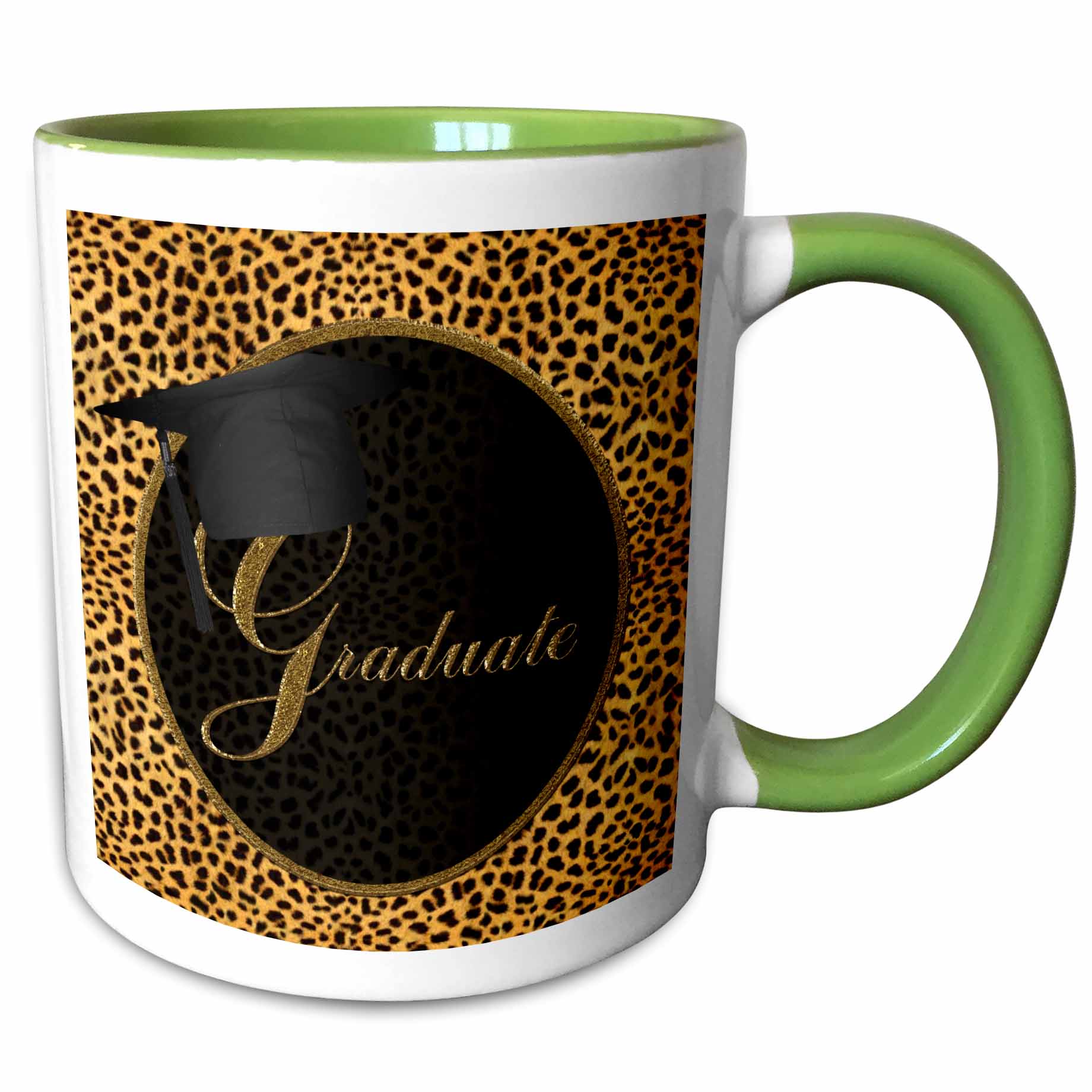 Cheetah Print Graduation Cap with Gold Bling for the Graduate. 11oz Two ...