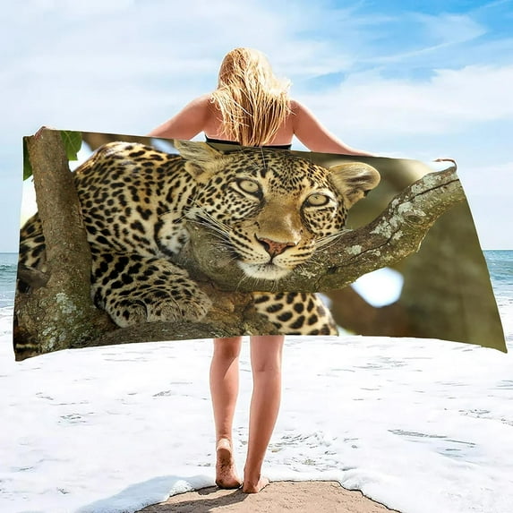Cheetah Print Sand Free Beach Towel Absorbent Bath Towel Extra Large ...