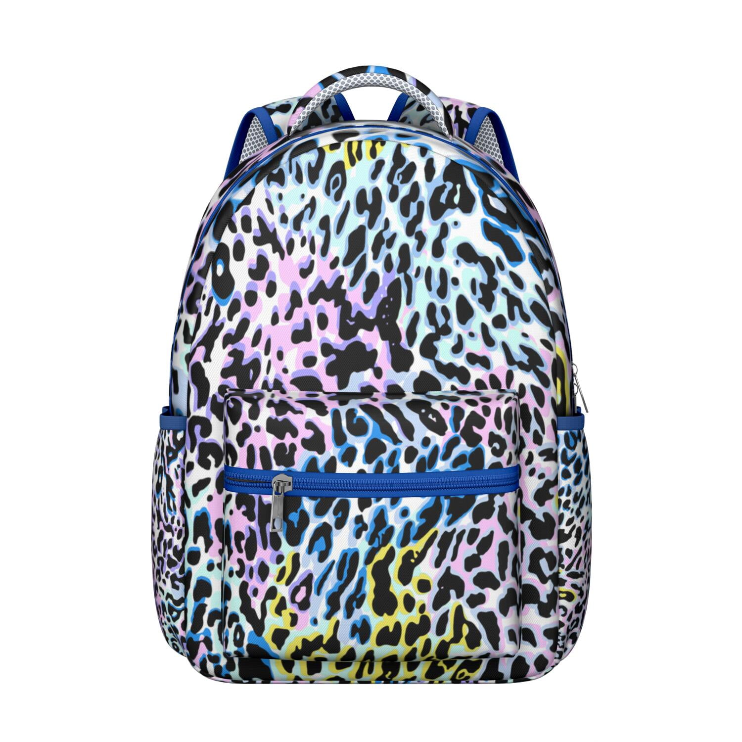 Cheetah Print School Backpack Classic Leopard Spots, Glitter Texture ...