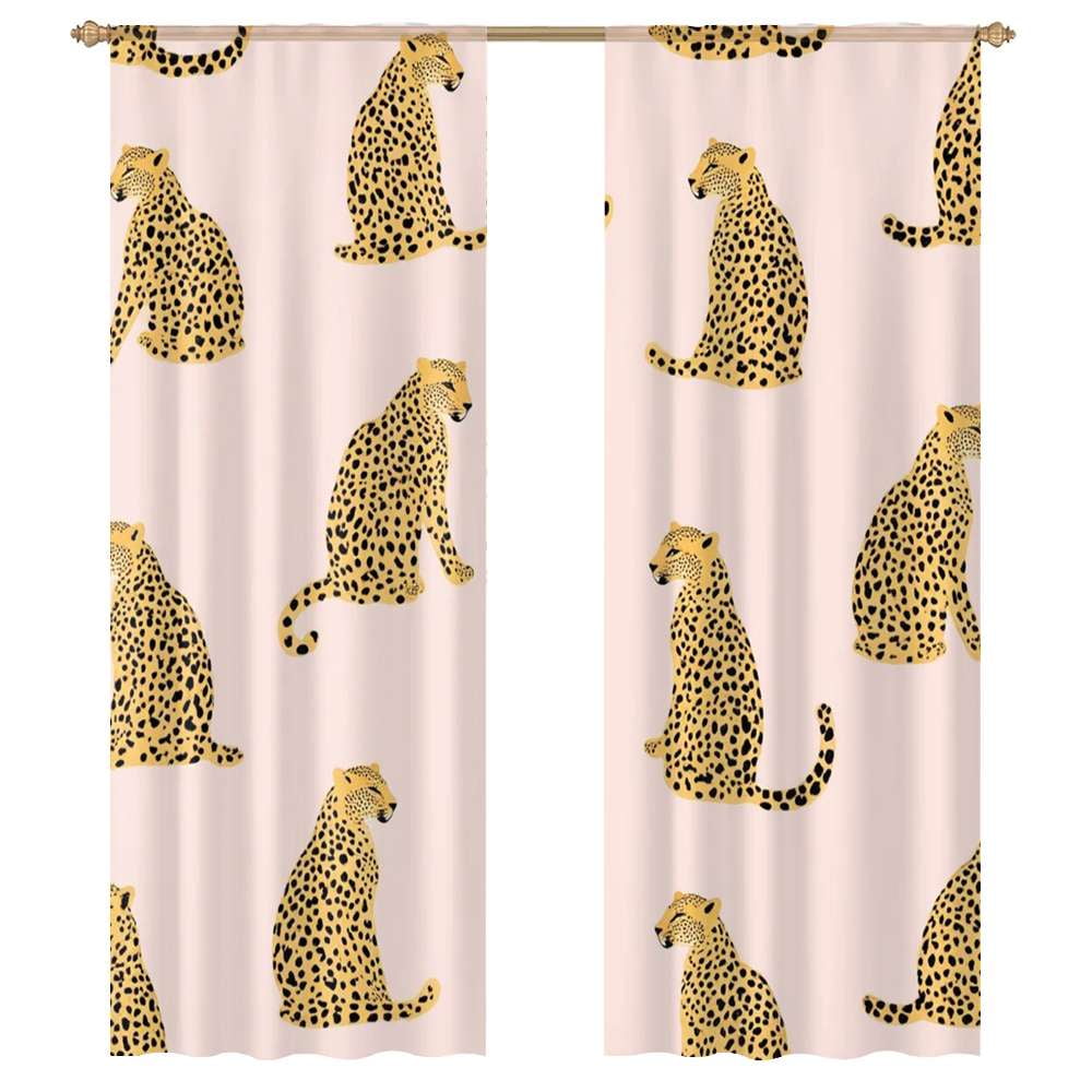 Cheetah Print Seamless Pattern Sheer Window Curtains for Living Room ...