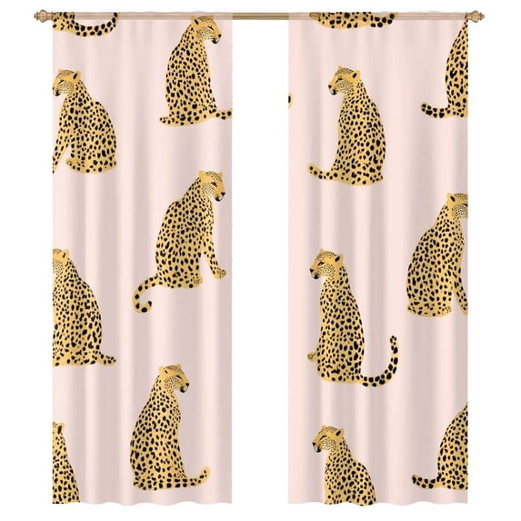 Cheetah Print Seamless Pattern Tulle Curtains For Living Room Chiffon ...