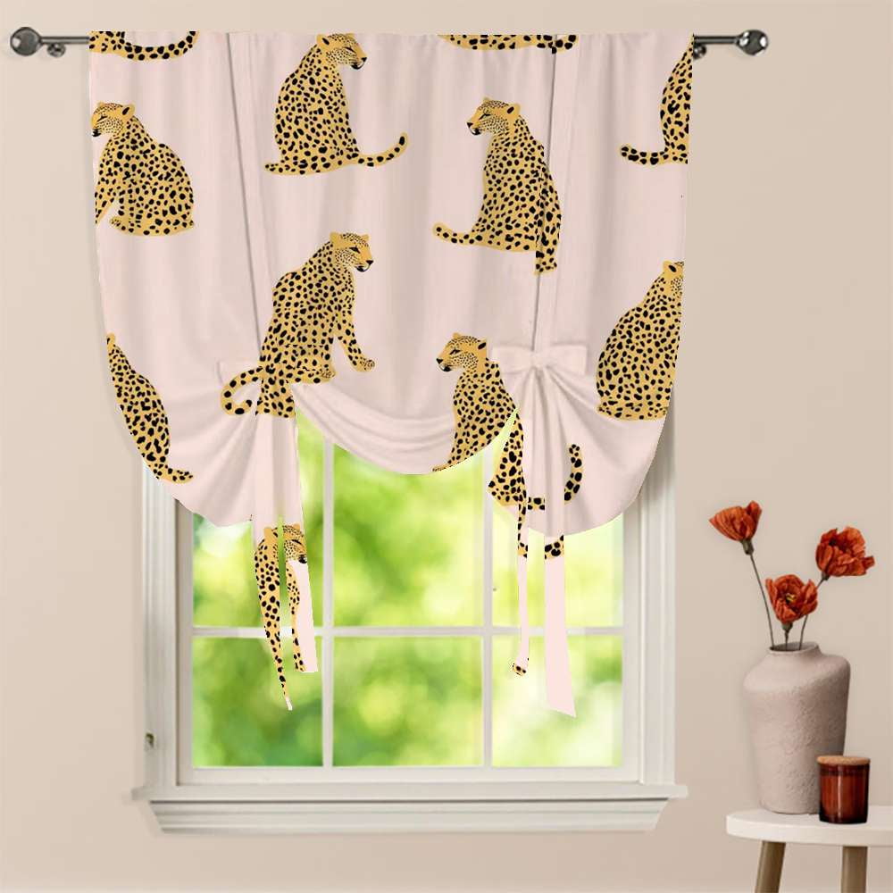 Cheetah Print Seamless Pattern Window Curtain for Living Room Roman ...