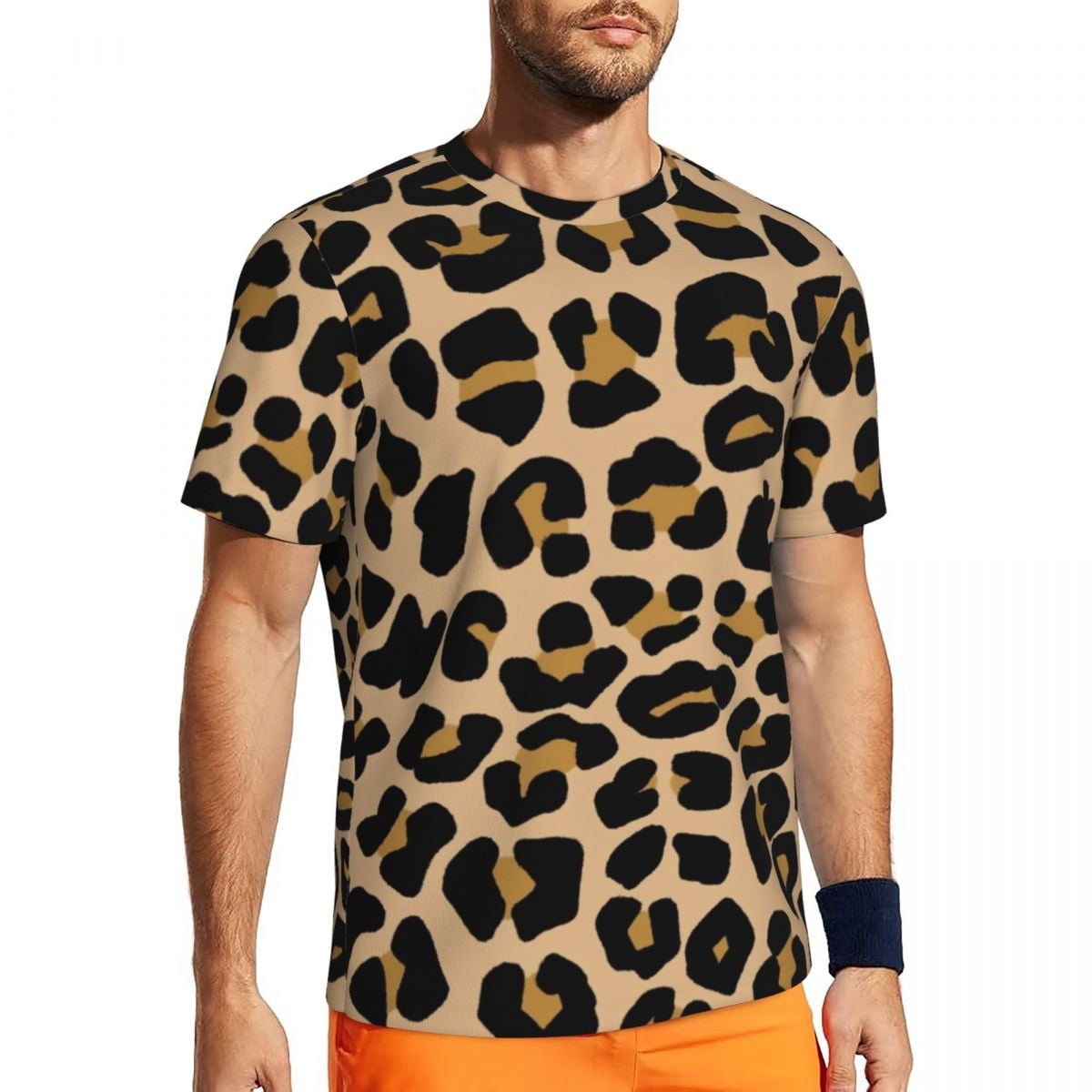 Cheetah Print T Shirt Snow Leopard Hip Hop Gym T-Shirts Short-Sleeve ...