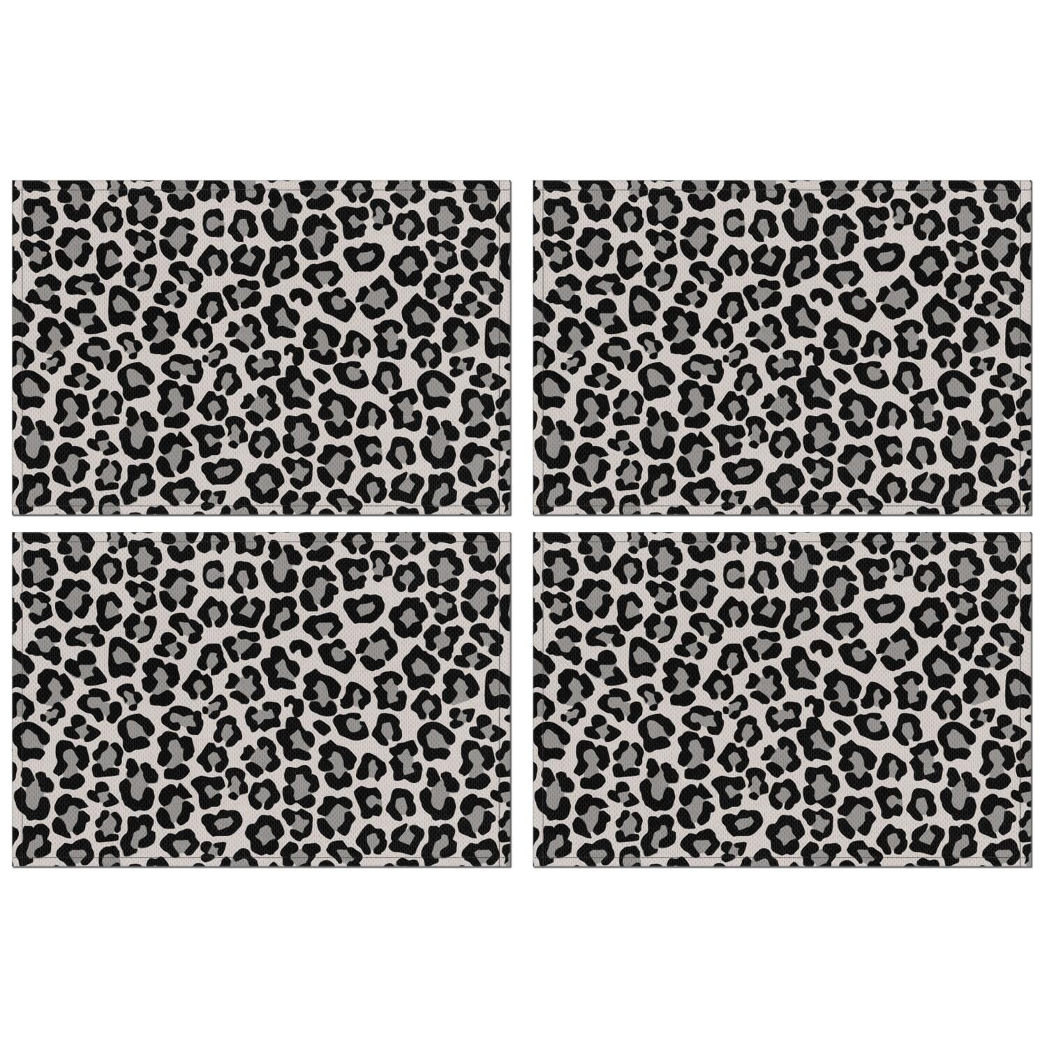 Cheetah Print Table Mats Set of 4, Flax Linen Wrinkle Free Heat ...