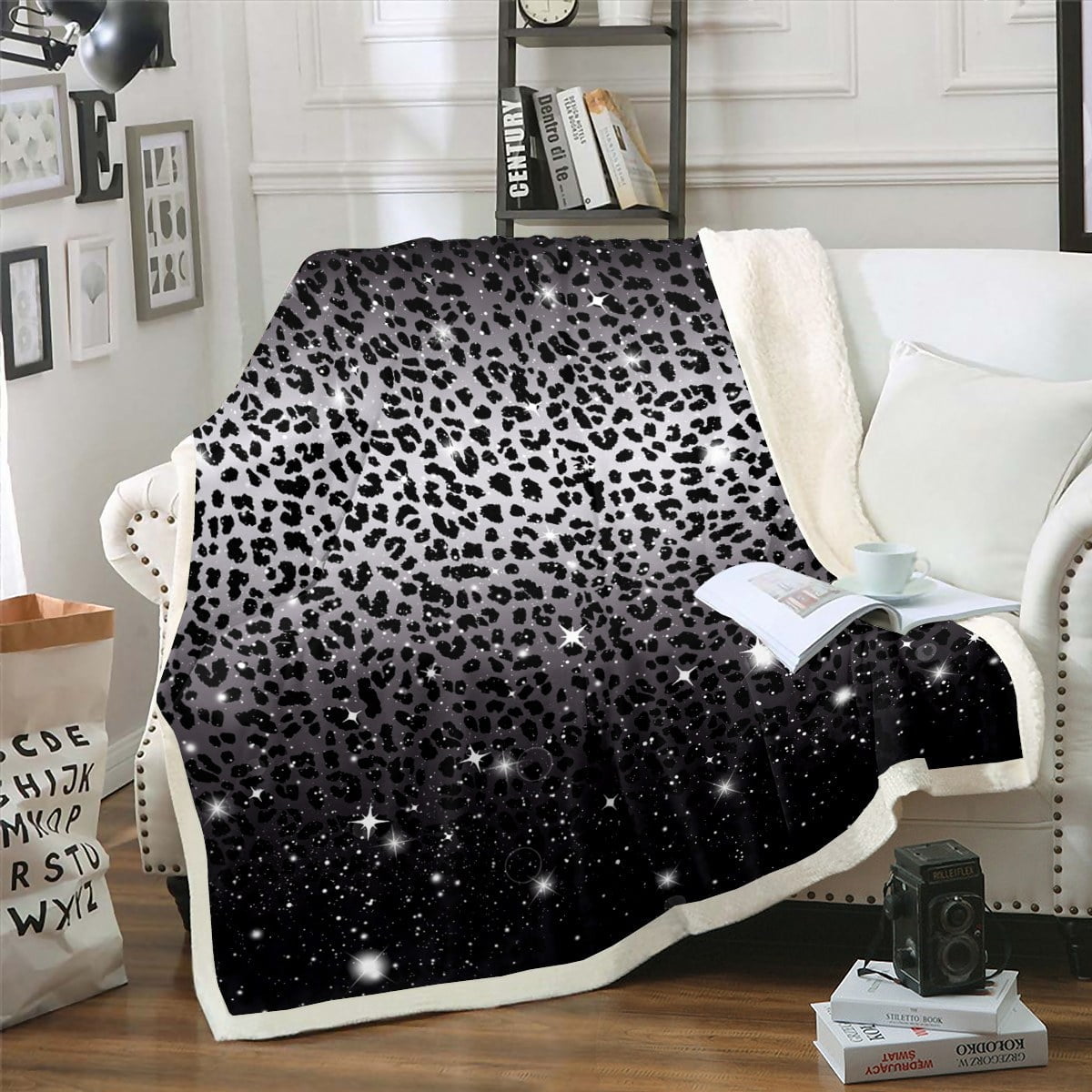 Cheetah Print Throw Blanket ,Black Grey Leopard Skin African Big Cat ...