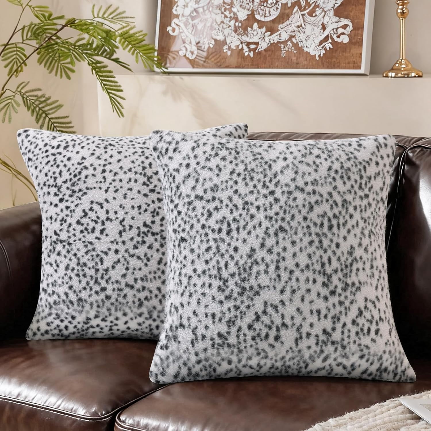 Cheetah Print Throw Pillow Covers 18x18 Inch Set of 2, Leopard Print ...