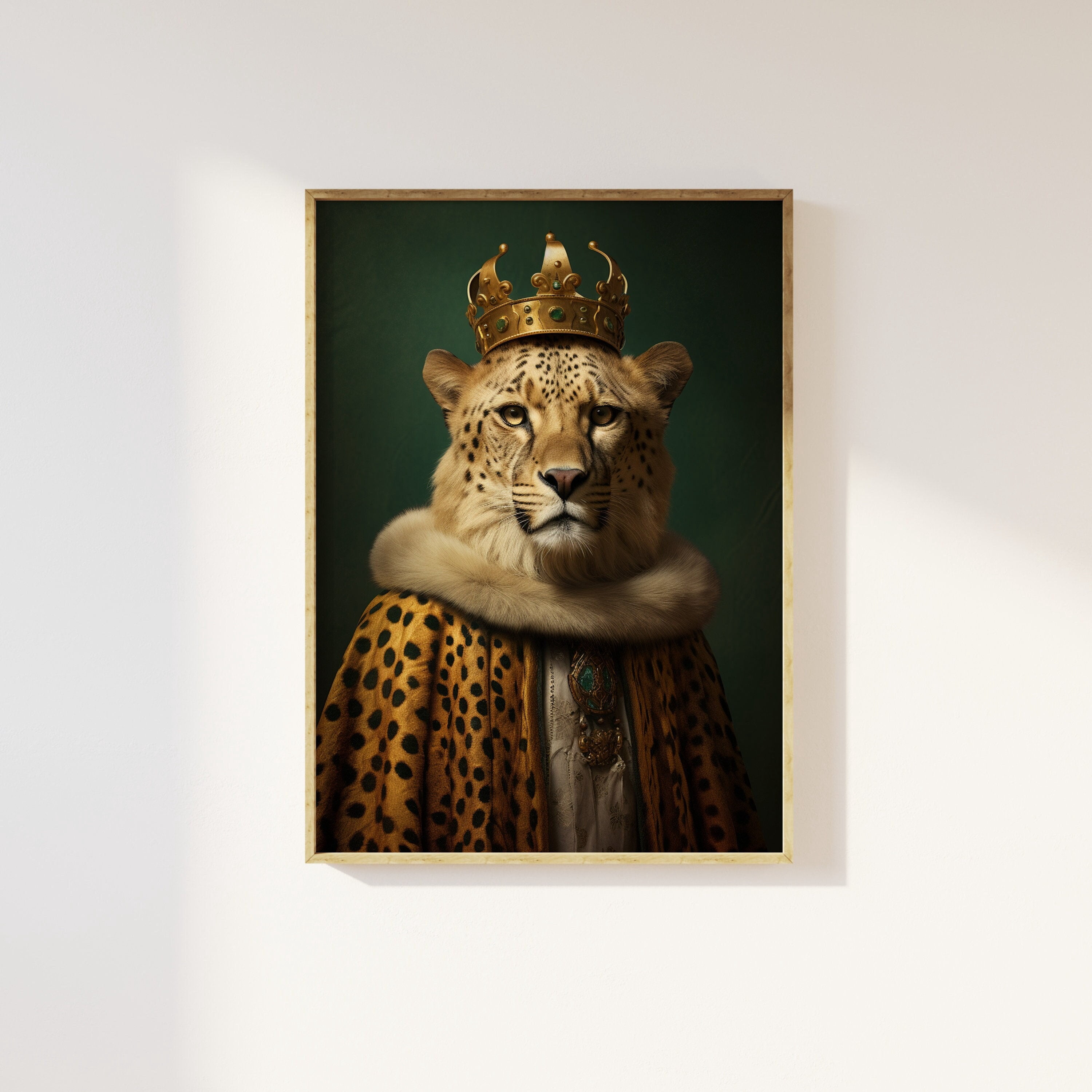 Cheetah Renaissance animal portrait art print - Oil painting vintage ...