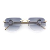 Cheetah Ring Jewel Arm Rimless Rectangular Bevel Lens Sunglasses Gold ...