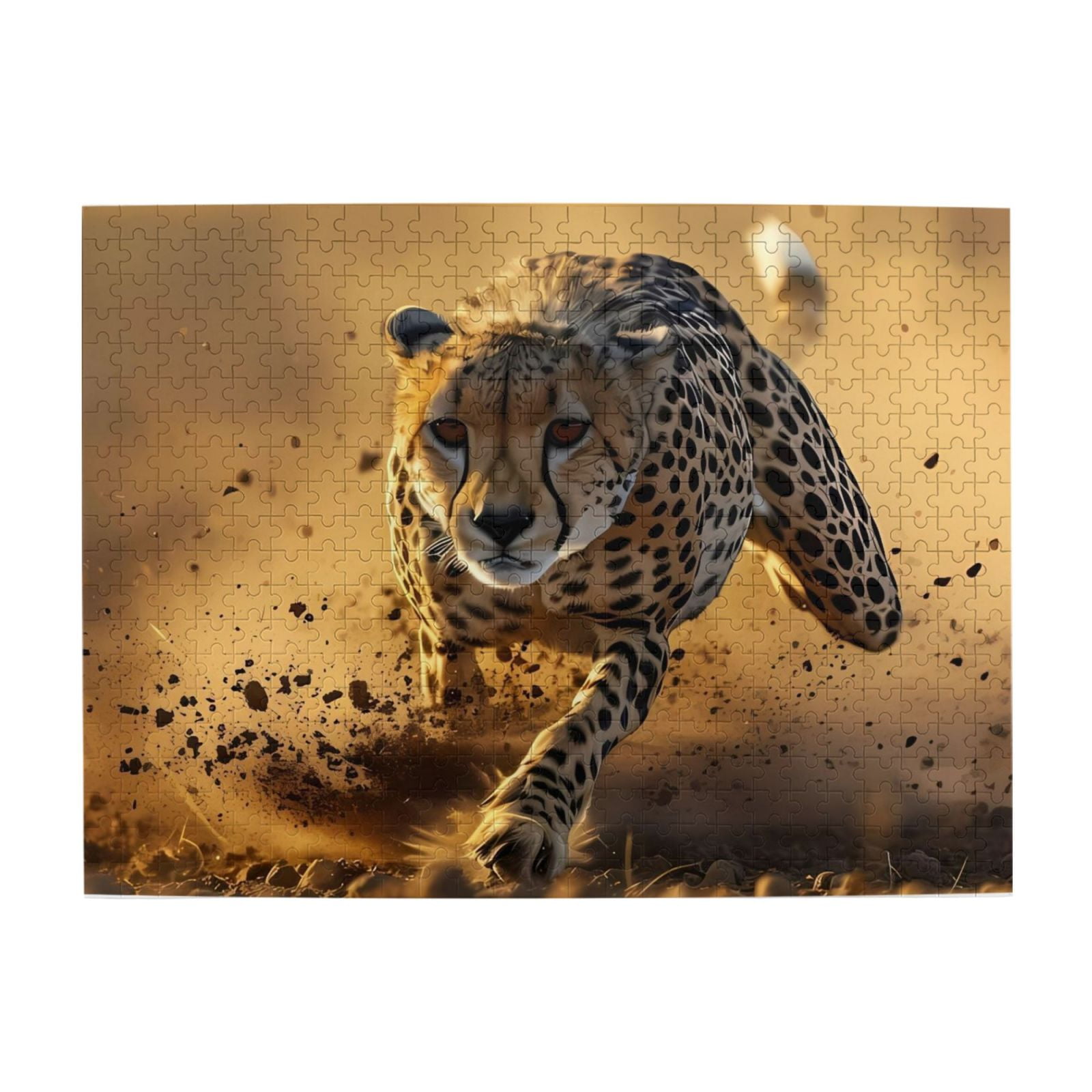 Cheetah Running Fast Speed 500-Piece Wooden Jigsaw Puzzle for Adults ...
