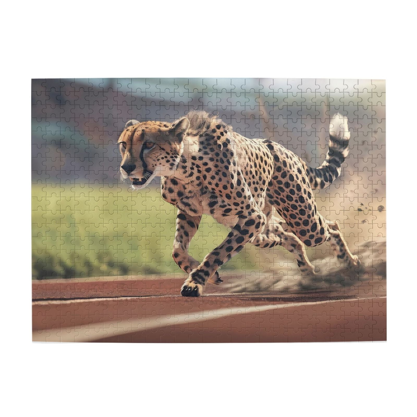 Cheetah Running Track Speed 1000-Piece Wooden Jigsaw Puzzle for Adults ...