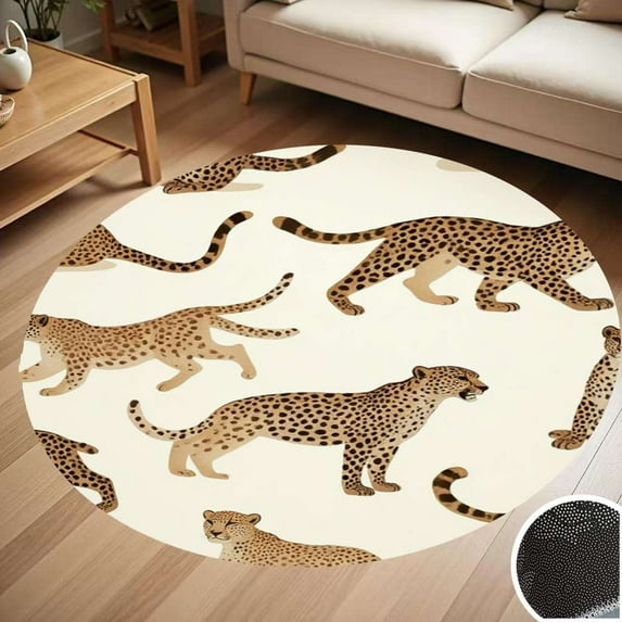 Cheetah Seamless Pattern Round Carpet Living Room Bedroom Home ...