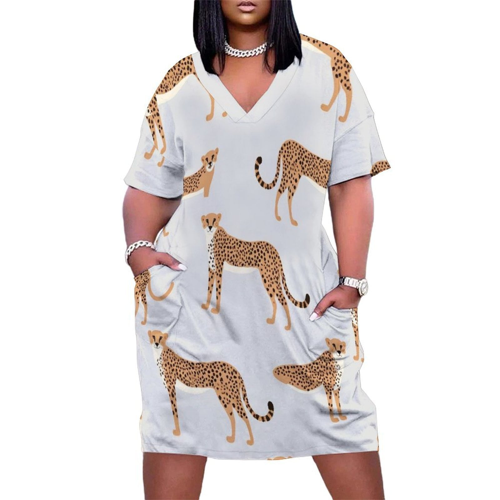 Cheetah Seamless Repeating Pattern Loose Pocket Dress Dresses Summer ...