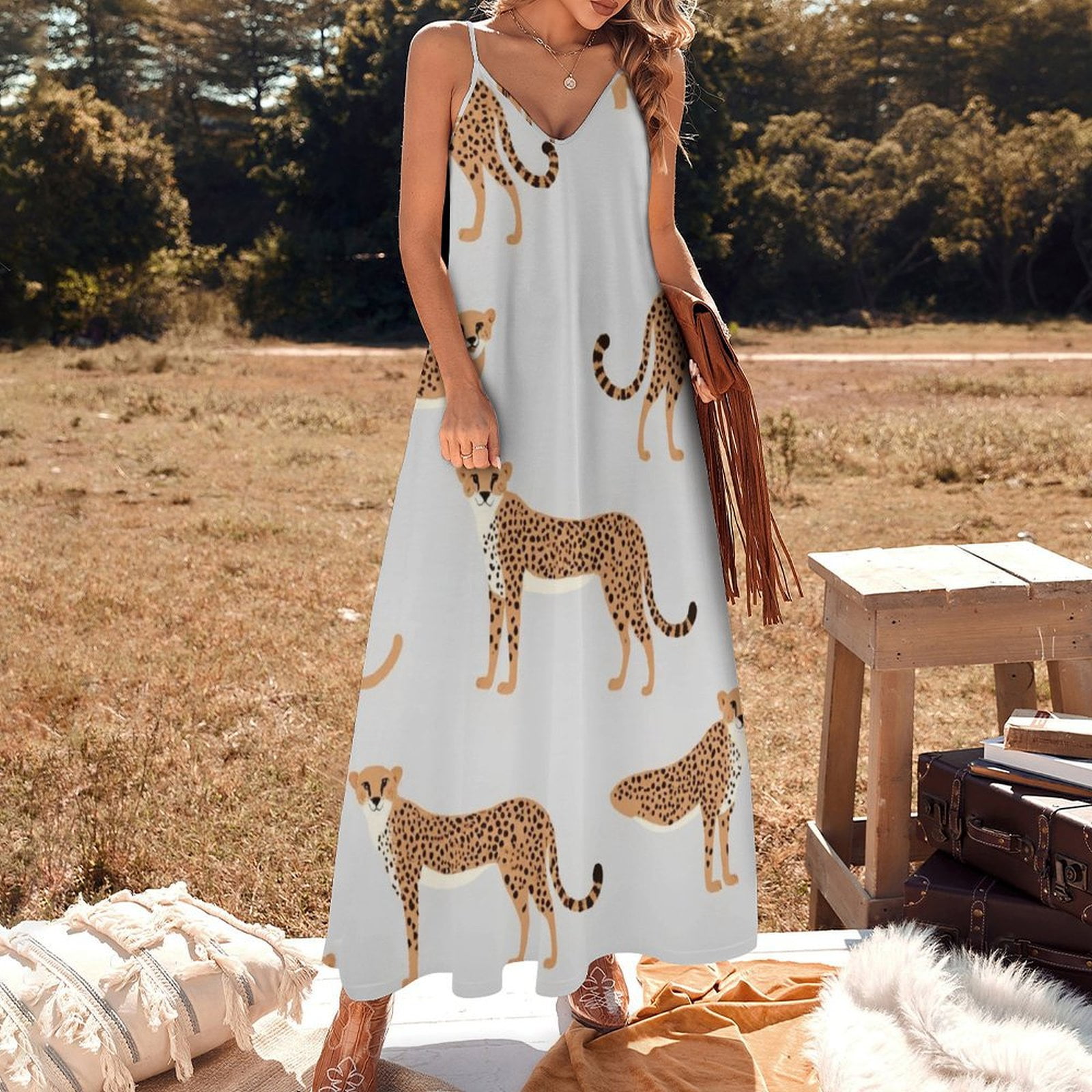 Cheetah Seamless Repeating Pattern Sleeveless Dress dresses summer ...