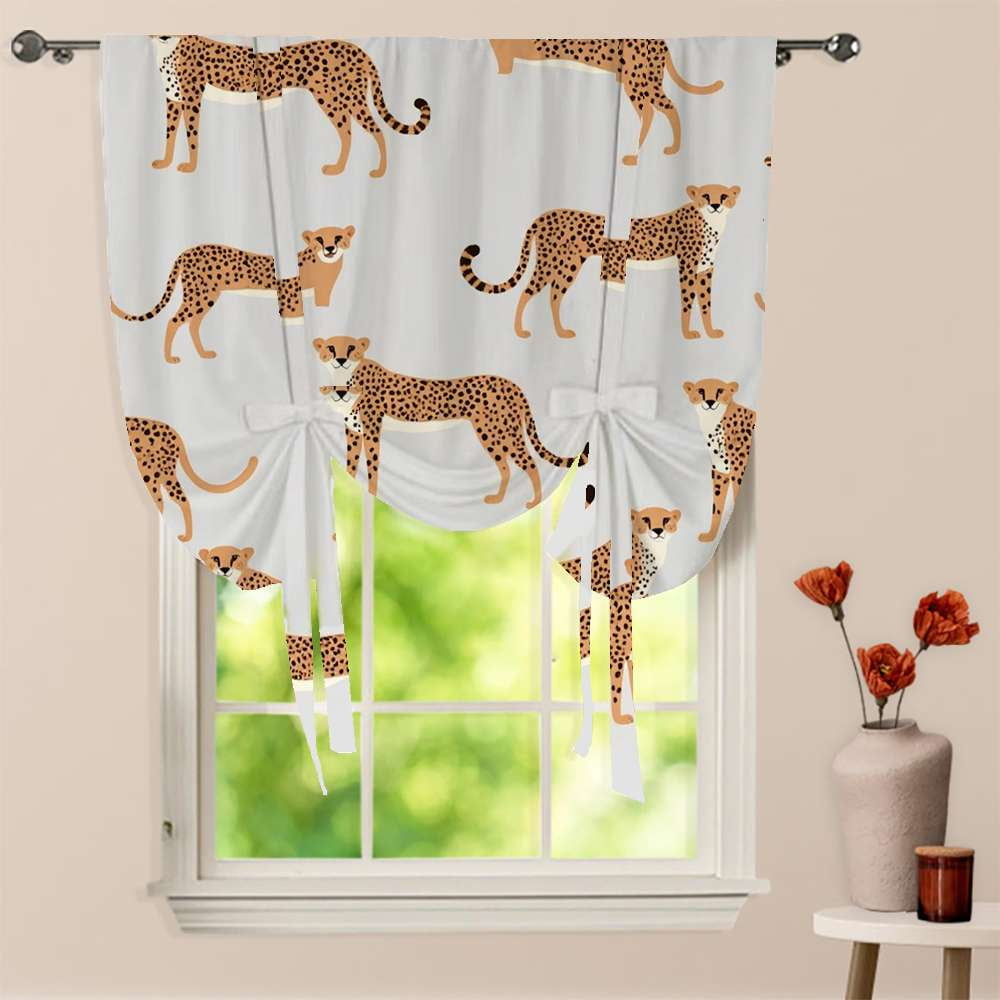 Cheetah Seamless Repeating Pattern Window Curtain for Living Room Roman ...