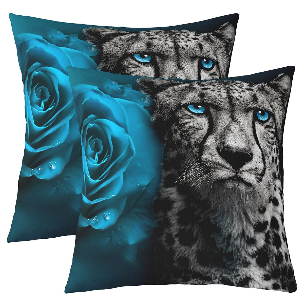 Cheetah Set Of 2 Cushion Covers For Adults Men Women,Wild Animal Theme Pillow Covers 18x18 Inch ...