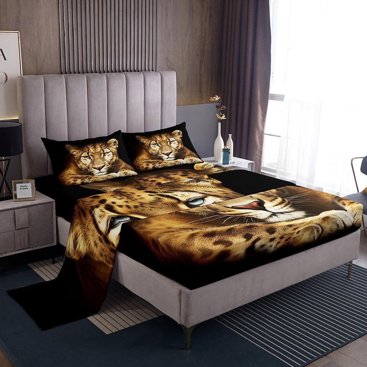 Cheetah Sheet Set for Kids Teens Adults,Watercolor Leopard Lion Bed ...
