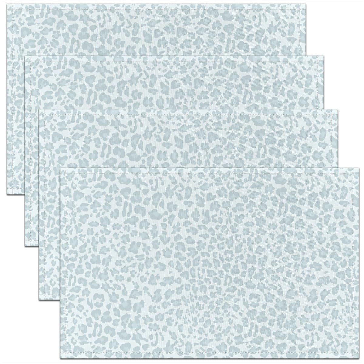 Cheetah Skin Abstract Kids Placemats Set of 4,Blue Leopard Print ...