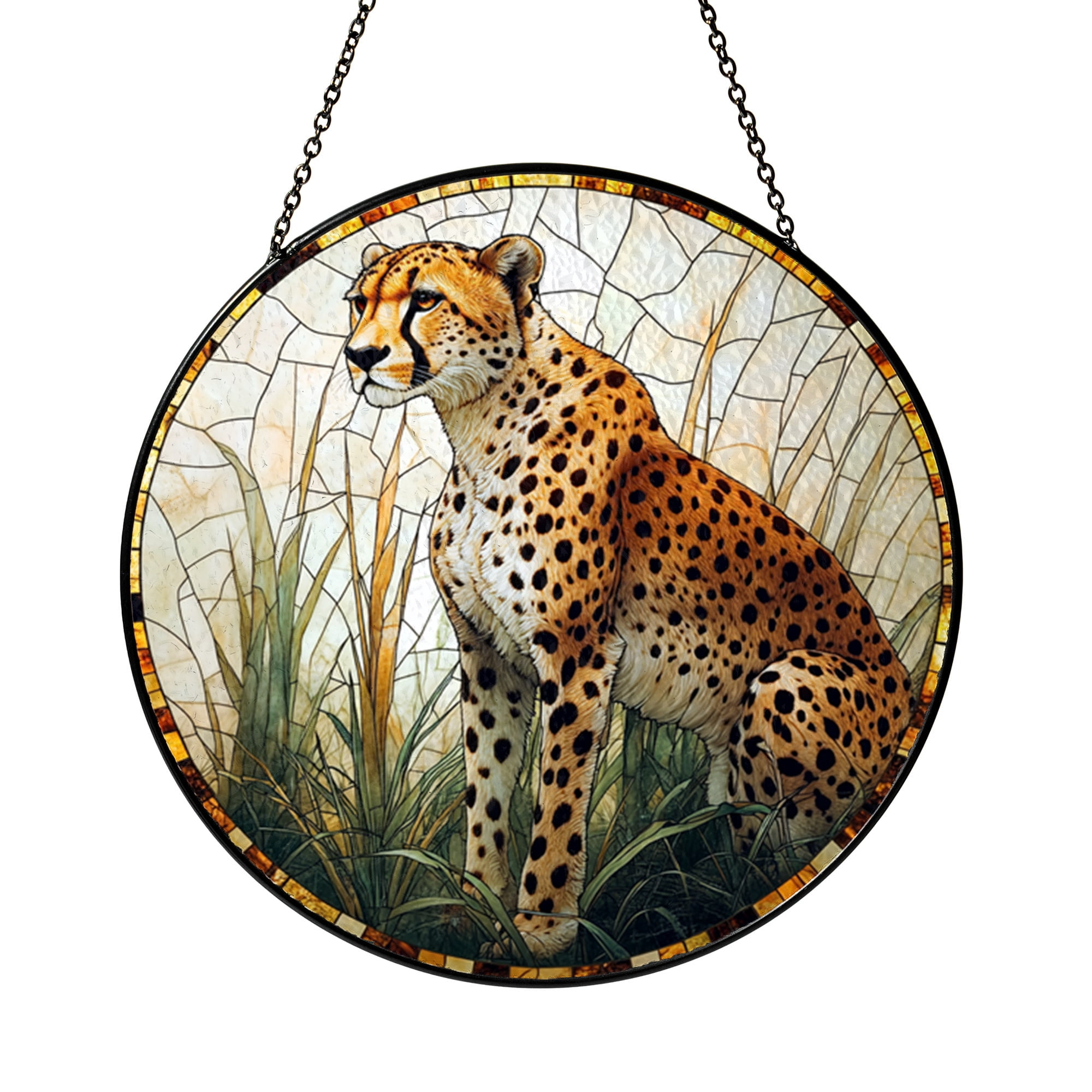 Cheetah Stained Glass Suncatcher, Safari Animal Window Hanging Gift for ...