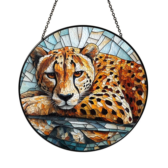 Cheetah Stained Glass Window Suncatcher, Reflect Animal Ornament ...
