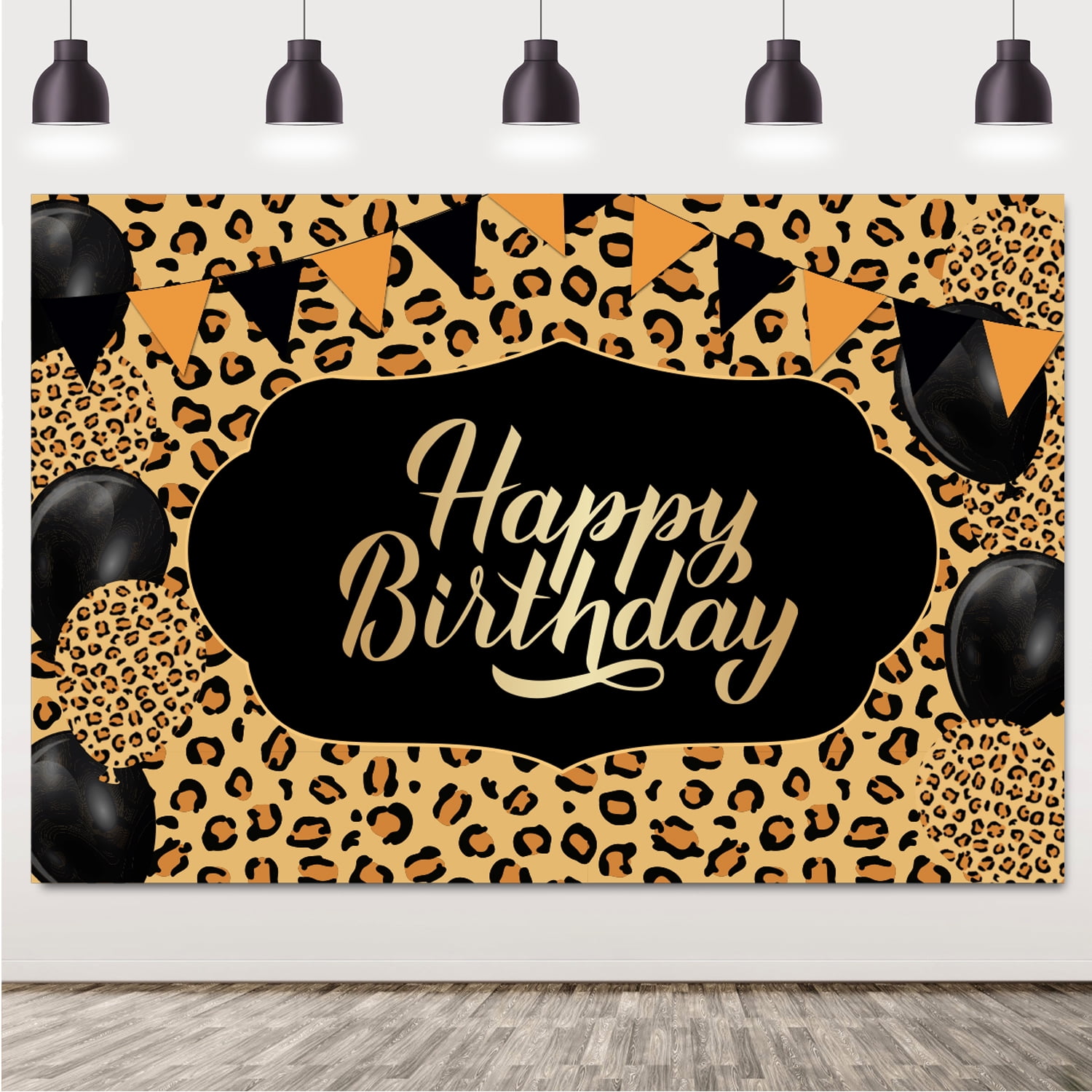Cheetah Theme Birthday Decorations Black Gold, Leopard Happy Birthday ...