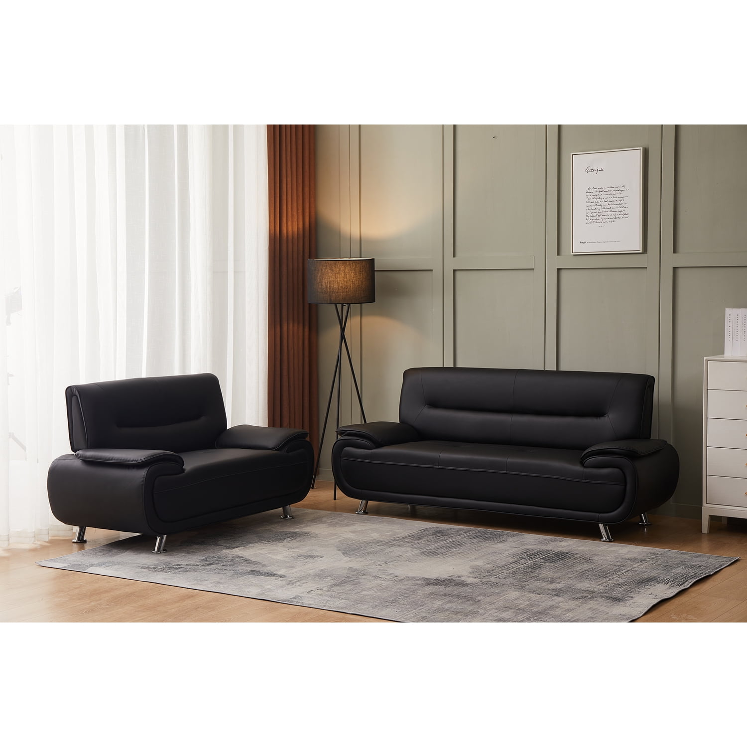 Cheetah-Two-Piece-Faux Leather Livingroom Set - Walmart.com